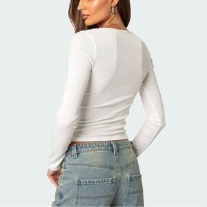 Edikted | Tops | Edikted Madeline Lace Trim Ribbed Top | Poshmark